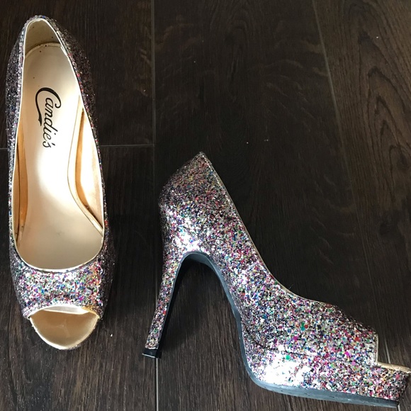 Candie's | Shoes | Candies Rainbow Glitter Platform Heels | Poshmark